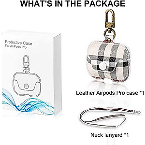 AirPods Pro Case Cute with Keychain Leather Protective Shockproof AirPods 3 Case Cover for Apple AirPods Pro Charging Case - Girl and Women Gift (B)