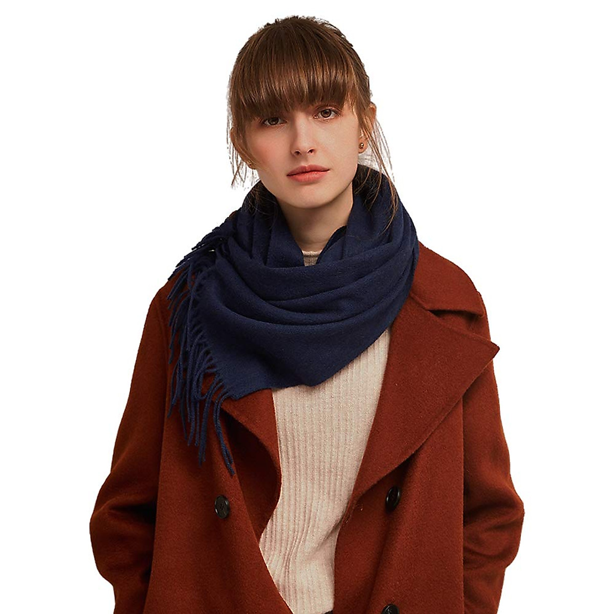 LaniLani 100% Merino Wool Scarf for Women and Men, 78” x 16”, the Perfect Warm and Soft Accessory for Winter (Navy Blue, 1)