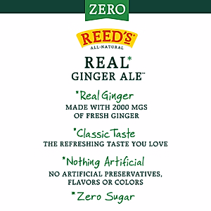 Reed's Zero Sugar Real Ginger Ale, All-Natural Classic Ginger Ale Made with Real Ginger (8pk,12oz can)