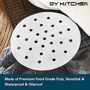 Perforated Parchment Paper, Set of 100, 8 inch Liner/Bamboo Steamer Paper/ Parchment Paper for Air Fryer, Steaming Basket and More (6/7/9/10 Inch Available)