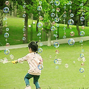 4 Strings Flat Mermaid Party Decoration Rainbow Bubble Garlands Transparent Hanging Bubbles Streamer Banner Backdrop Ocean Pool Under The Sea Kids Birthday Bday Baby Shower Room Ceiling Decor