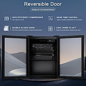 Antarctic Star Beverage Refrigerator Cooler-68 Can 16 Bottle Mini Fridge for Soda Beer Wine Champagne,Glass Door, Drink Dispenser, Knob Control,for Home and Bar,1.7Cu.Ft,Black…