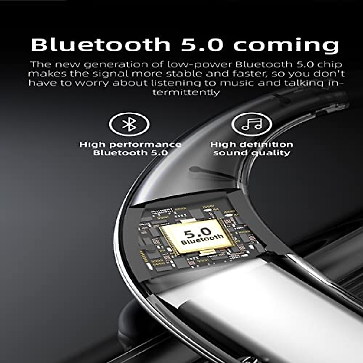 JUNAN Bluetooth V5.0 Headset, Wireless Earpiece, Ultra-Light Weight (12g) Hands Free Earphones with Built-in Mic,Suitable for Left and Right Ears, Anti-Sweat and Noise Reduction