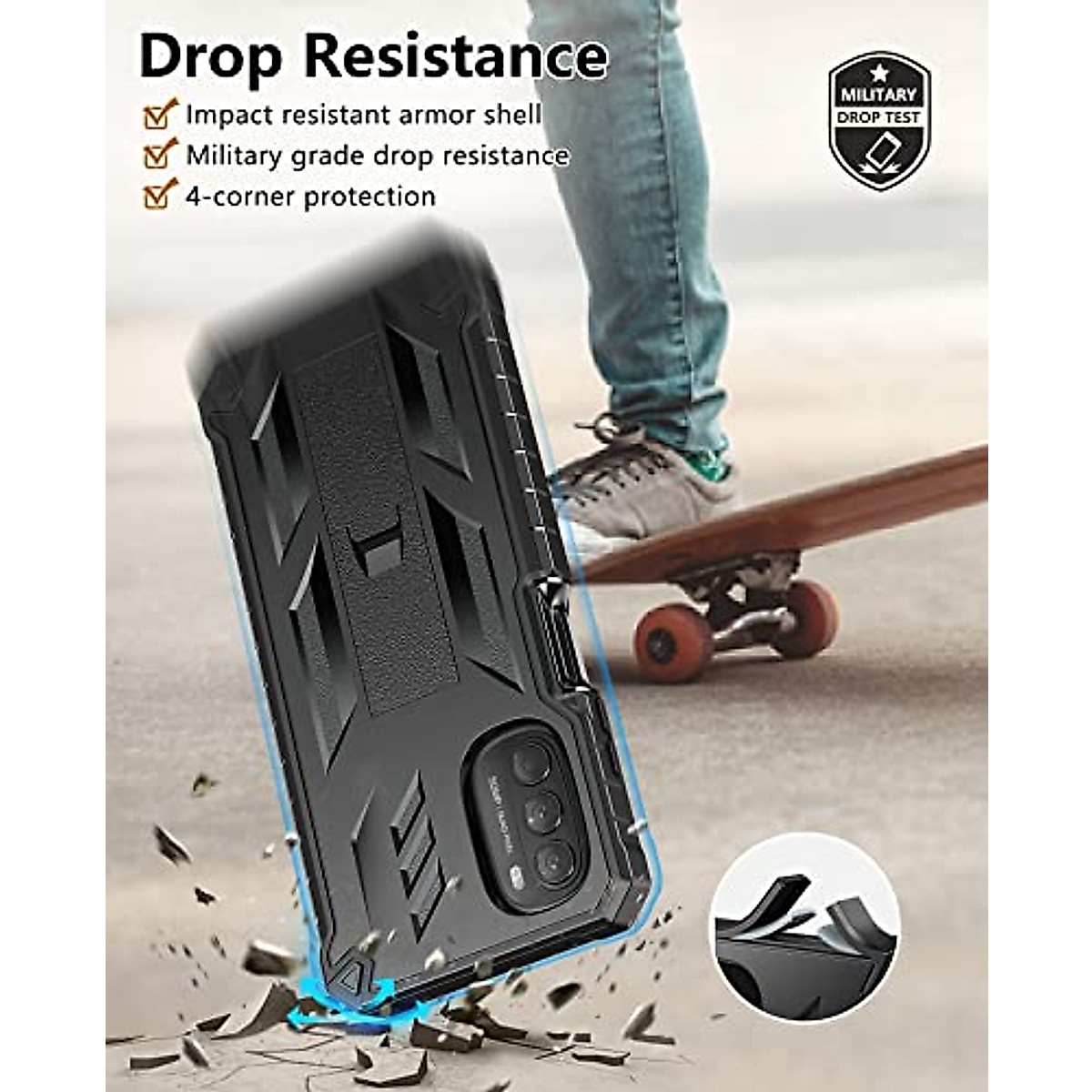 SOiOS for Motorola Moto G-5G 2022 Case: Drop Proof Sturdy Protection Phone Cover with Kickstand Military Grade Rugged Shockproof TPU Matte Textured(NOT 4G)