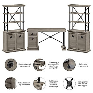 Bush Furniture Coliseum Designer Desk Set with Office Chair, 60W, Driftwood Gray