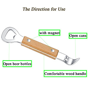 Vethwal Magnetic Can Punch Bottle Opener, Manual Stainless Steel Church Key Can Opener with Magnet for Camping and Traveling 1 Pack