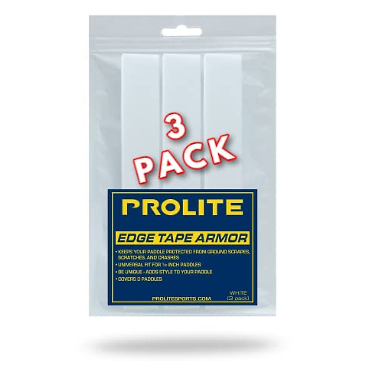 PROLITE Pickleball Paddle - Edge Tape Armor (White, 3-Pack)