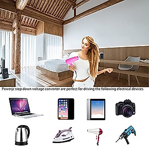 Powerjc Step Down Power Adapter Voltage Converter 220V to 110V 1500w with Smart 4 Port USB Charging