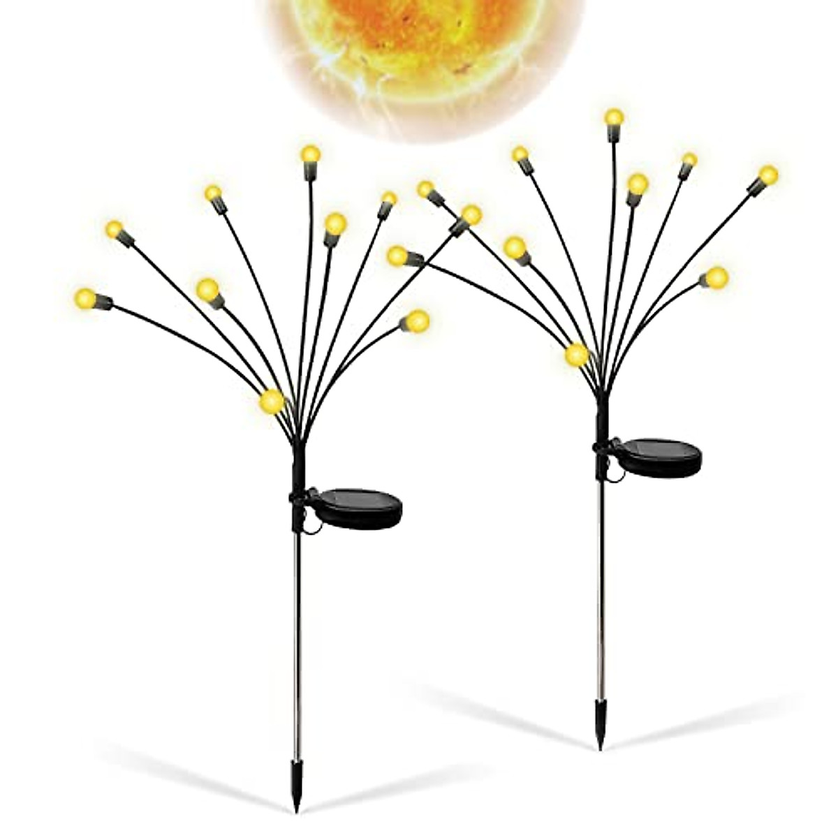 Solar Garden Lights 10LED - New Upgraded Solar Swaying Light, Sway by Wind, Ip65 Waterproof Solar Outdoor Light,Super Bright Light Bulb & High Flexibility Iron Wire, Yard Patio Pathway Decoration