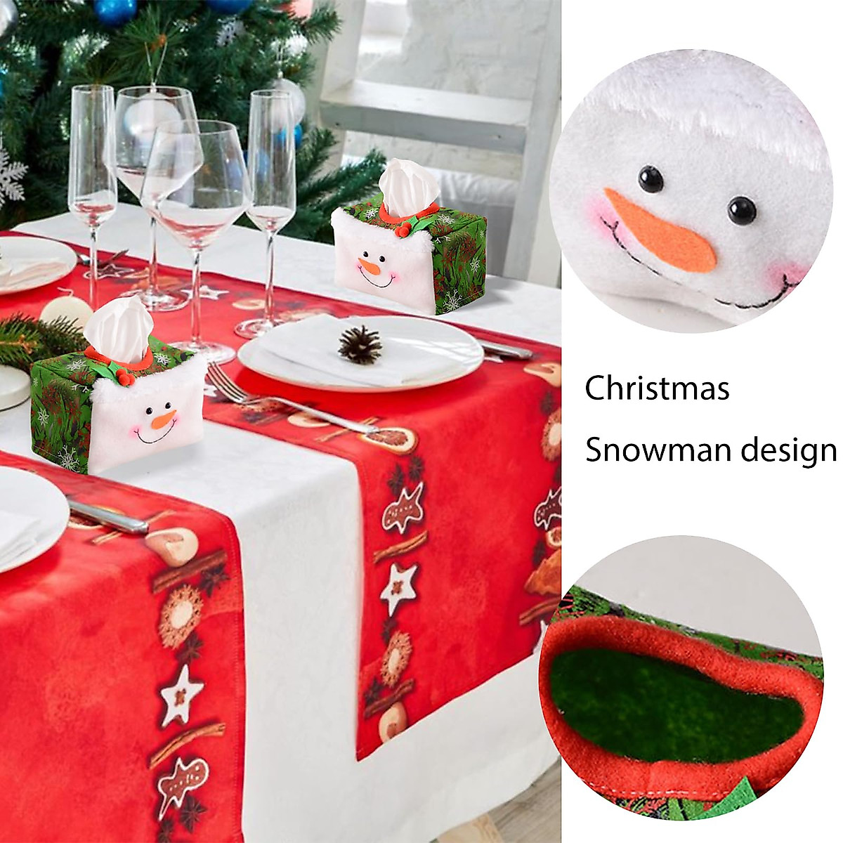 EOQPDECD 2 Pcs Christmas Tissue Box Cover Rectangular Santa Claus Xmas Snowman Tissue Case Tissue Holder Paper Towel Holder Napkin Container Winter Desktop Decoration for Holiday Home Office