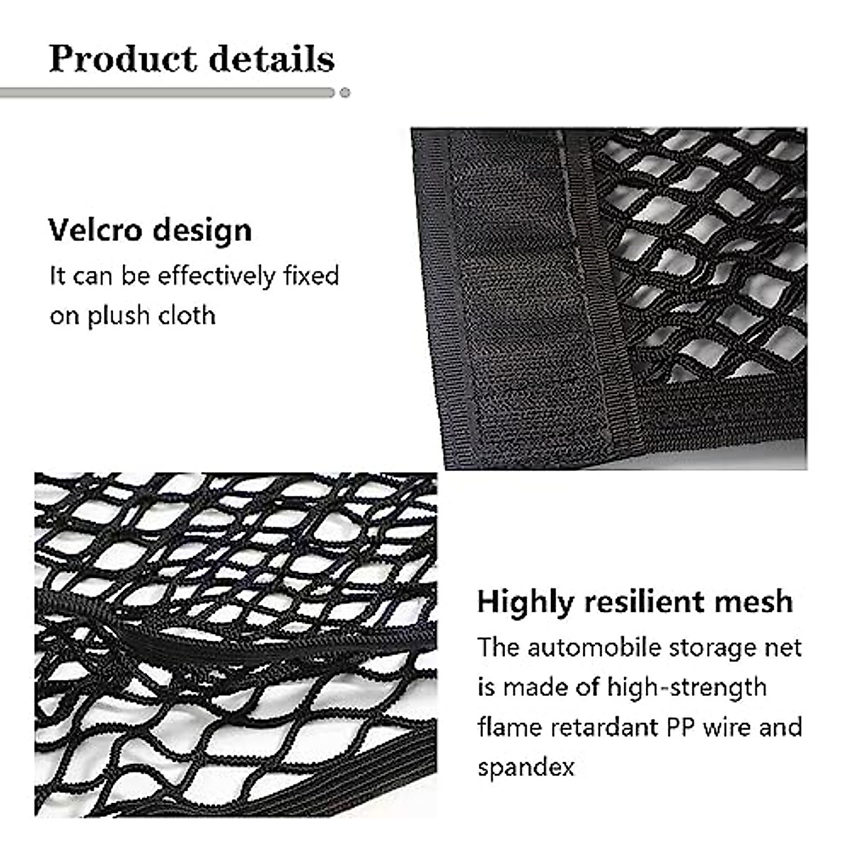 ZKFAR 2 PCS Car Seat Back Dual-Layer Magic Sticker Elastic Net Pocket, Storage Network, 9.8In * 23.6In, Organizer Storage Bag, Universal for Most Cars RV (Black)