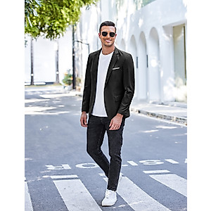 COOFANDY Men's Slim Fit Casual Blazers Lightweight Sport Coats One Button Suit Jackets Black