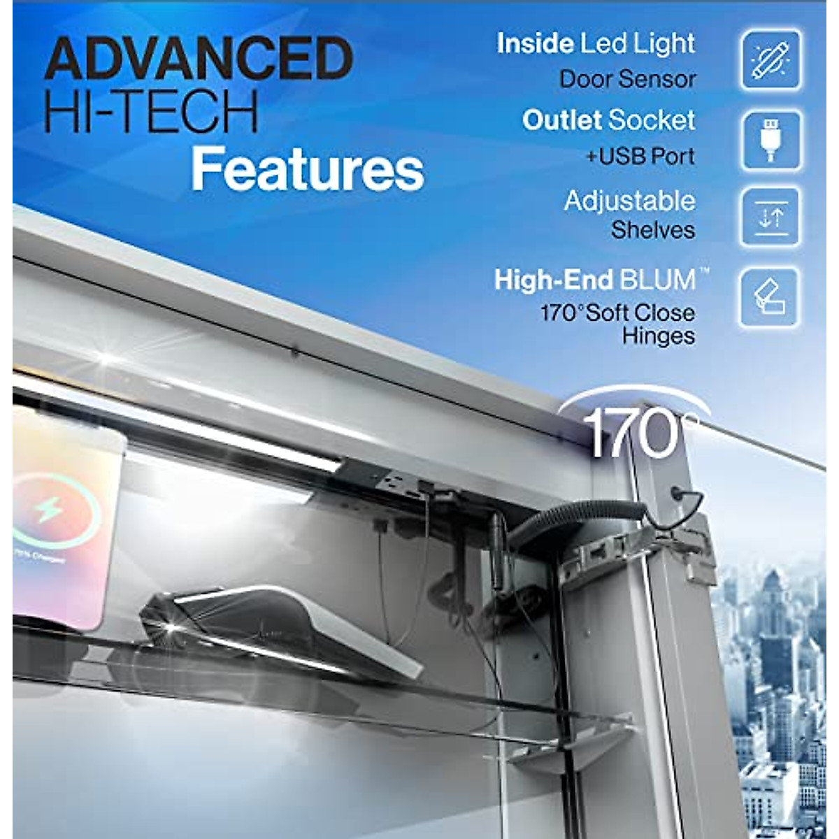 KRISTALLUM Bathroom Mirror Cabinet - 48x32 Surface or Recessed LED Medicine Cabinet with Lights w/Wireless Switch + Anti Fog/Waterproof/Dimmable/ 3 Colors Warm/Natural/White CRI >90, ETL Certified