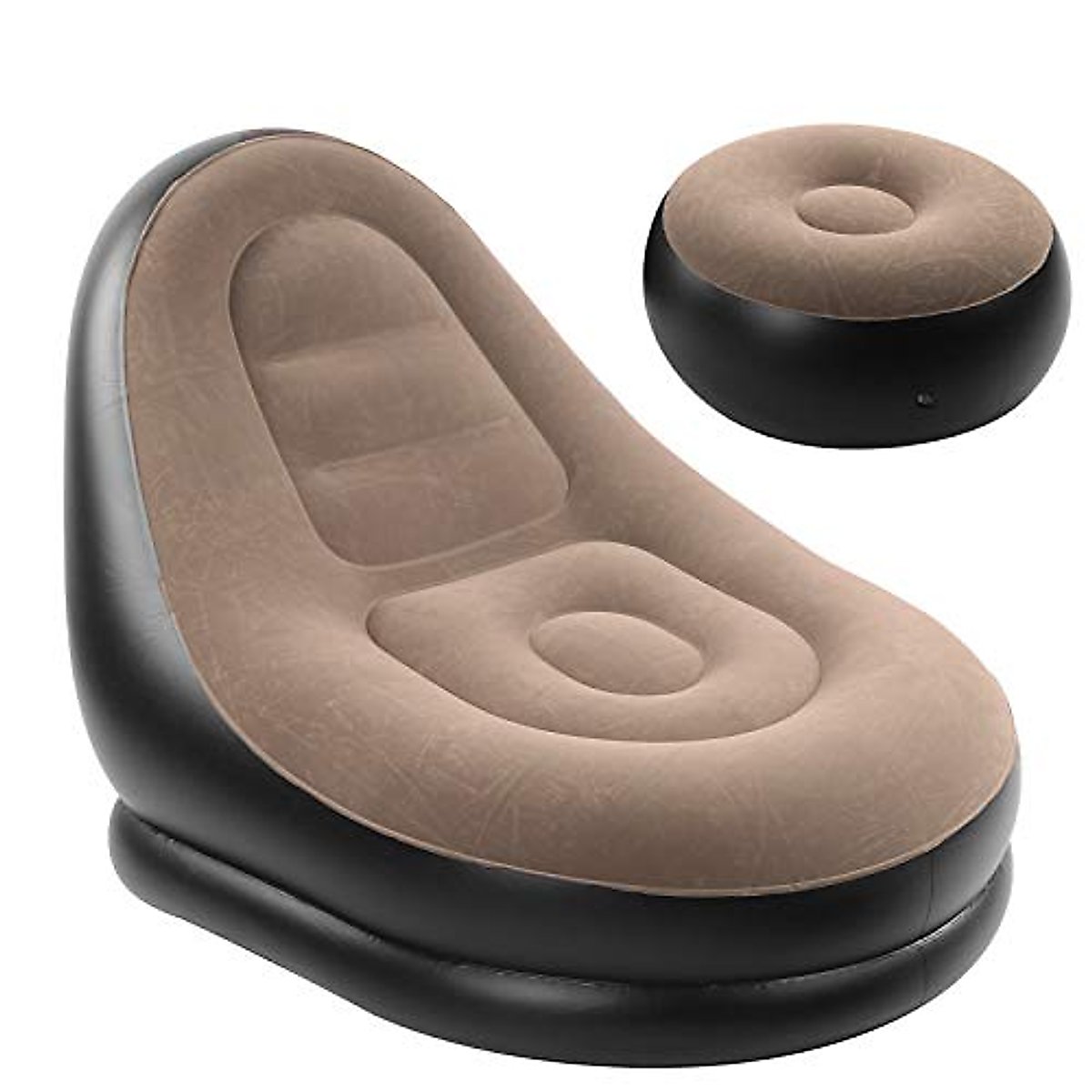 Keenso Lazy Flocking, Portable Fitness Flocking Lazy Lounger with Foot Cushion Simple Inflate Deflate for Outdoor Accessory