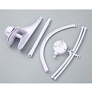 26inch White Baby Crib Mobile Music Box Bed Bell Toy Holder Arm Bracket Nut Screw Music Box Holder Set Parts for Baby Bed Perambulator (Without Dolls)