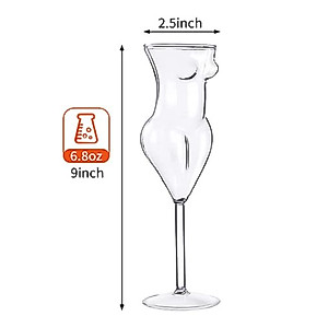Ruoxian 2 PCS Feminine body Wine Glasses Novelty Champagne Goblet Crystal Glasses Cocktail glasses for Birthday Wedding Home Restaurant Bar Party Decoration (2 pcs)