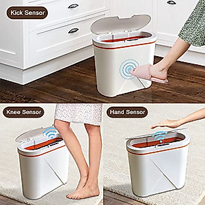 Automatic Trash Can with Essential Oil Diffuser,4 Gallon bathroom trash cans with lid,Touchless Trash Can Bedroom,Small Smart Trash Can Motion Sensor,Slim Garbage Can Bin White Waste Basket (USB)