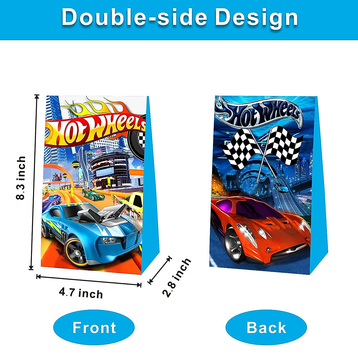 12pcs Hot Cars Party Favor Gift Bags, Monster Trucks Birthday Party Supplies for Cars Party Decorations