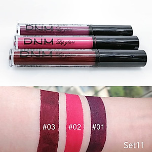AMY'S DIARY 3Pcs Dark Red Purple Matte Liquid Lipstick Sets, Matte Lipstick Lip Stain Long Lasting 24 Waterproof Lip Gloss Gift Set Matt Lipsticks Set for Women Lippies (Set01)