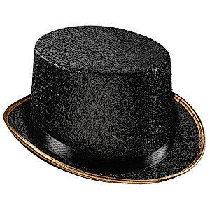 Dress Up America Top Hats for Adults - Shiny Tuxedo Hat for Men and Women - Costume Magician Hat (Black)