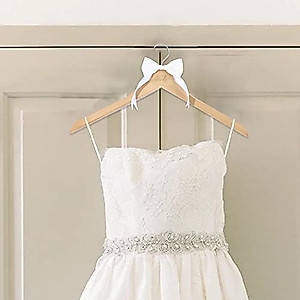 Yean Bow Knot Wedding Hangers Natural Wood Color Bride Hanger Dress Suit Hanger Engraved Bridal Gown Hanger for Women