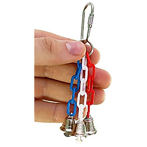 Bonka Bird Toys 1532 Tiny 3 Bell Bird Toy Parrot Cage Toys Cages Budgie Parakeet Parrotlet Lovebird Quality Product Hand Made in The USA