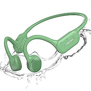 DACOM Bone Conduction Headphones Bluetooth5.3, Open Ear Earphones Wireless IPX7 Waterproof Fast Charge Sports Headset, Built-in Mic with Headband Noise Canceling for Running Workout Green