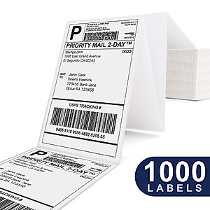 POLONO Shipping Label Printer Gray, 4x6 Thermal Label Printer for Shipping Packages, Commercial Direct Thermal Label Maker,Thermal Labels, 4"x 6" Direct Thermal Shipping Label (Pack of 1000
