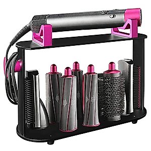 Storage Holder for Dyson Airwrap Styler, 8-Holes Countertop Bracket Organizer Stand Storage for Hair Curling Iron Wand Barrels Brushes Diffuser Nozzles for Bathroom|Bedroom|Hair Salon-Aluminum Alloy