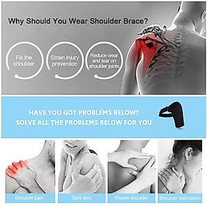 yaami Shoulder Care Stability Brace, Adjustable Strap Breathable Neoprene Compression Sleeve Injury Arthritis Pain Sling Support Rotator Cuff Wrap Dislocated Joint Belt Band