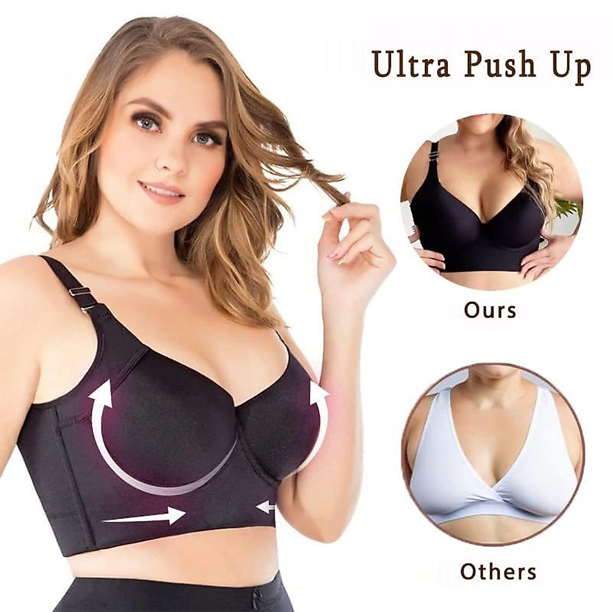 miscloder Women's Filifit Sculpting Uplift Bra Fashion Deep Cup Bra Full Back Coverage Hide Fat Smooth Bra Push Up Sports Bra (b, Black, 38B)