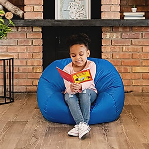 Big Joe Dorm Bean Bag Chair with Drink Holder and Pocket, Sapphire Smartmax, 3ft & Classic Bean Bag Chair, Sapphire Smartmax, 2ft Round