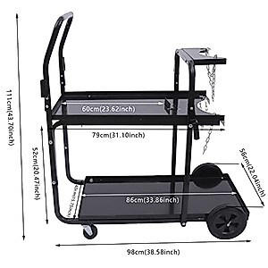 Leblett 2 Tier Welding Cart Welder,With Tank Storage Trolley Black,For MIG TIG Plasma Welder,220Lbs Capacity,Welder Welding Cart Utility Garden Trolley