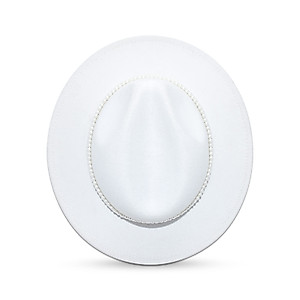 HUDANHUWEI Womens Wide Brim Fedora Hat with Pearl Band Lady Panama Hat A White