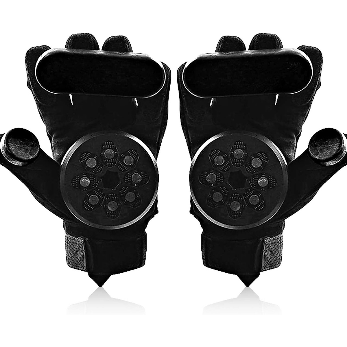 LOSENKA Professional Skateboard Gloves with Sliders，Standard Longboard Downhill Slide Gloves Skate Gloves with 2 Slider Puck Set