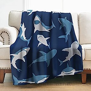 Levens Shark Blanket Gifts for Women Girls Men, Ocean Animal Decoration for Home Bedroom Living Room All Seasons, Soft Comfy Smooth Lightweight Throw Blankets 50"x60"