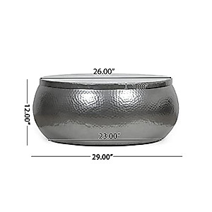 Christopher Knight Home Ferster Coffee Table, Nickel, 29D x 29W x 12H in