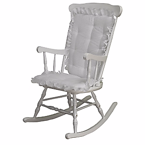 ABABY.COM Rocking Chair Cushion Pad Set - Machine Washable Seat and Seat Back Cushions, Seat Cover or Replacement Pads for Rocker or Glider, White Eyelet