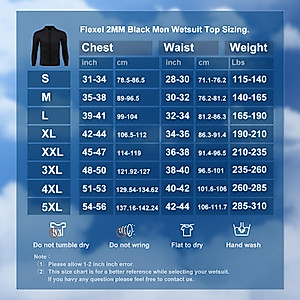 HIGI Flexel Wetsuit Top Men,2mm Mens Wetsuit Top Keep Warm in Cold Water Front Zip Wetsuit Jacket Men for Surfing,Kayaking,Snorkeling,Paddle Boarding, Mens Black, X-Large