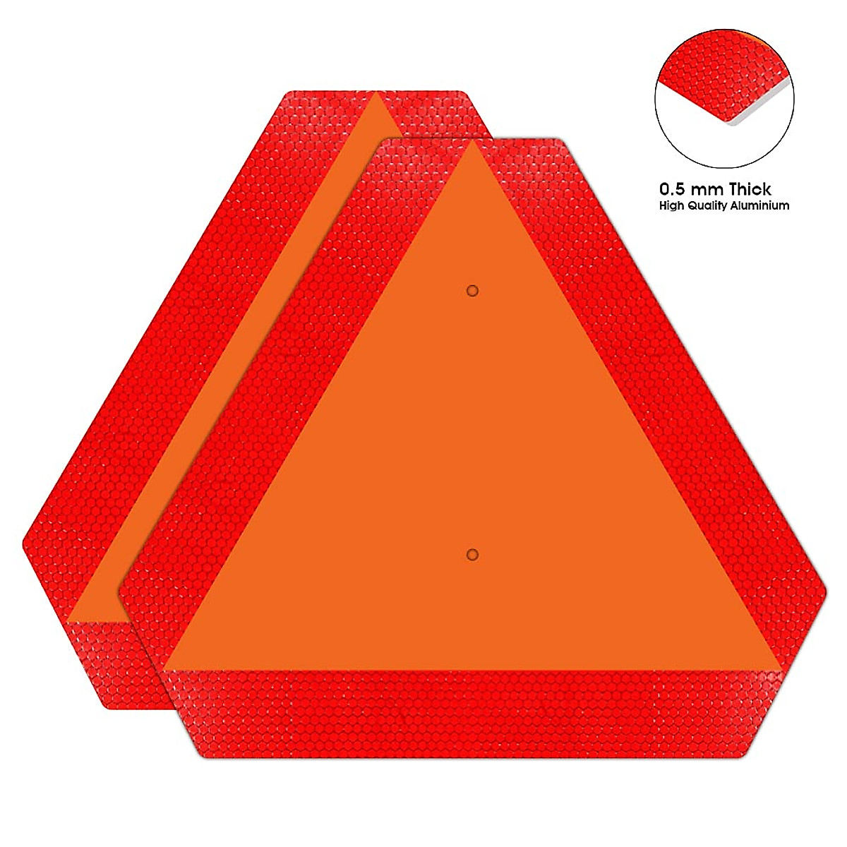Ignixia Slow Moving Vehicle Sign,(Pack of 02) Rust free Aluminium 0.5mm Slow Moving Vehicle Triangle signs, 14”x 16” Inches Orange base with Reflective border, SMV Sign for Golf Cart, UTV, safety signs