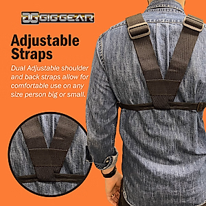 Gig Gear Two Hand Touch Tablet Chest Harness for iPad and Samsung Tablets - Rugged Tablet Carrying Case with Strap and Compartments - Heavy Duty iPad Chest Mount for 12.9 Inch Mobile Device (Black)