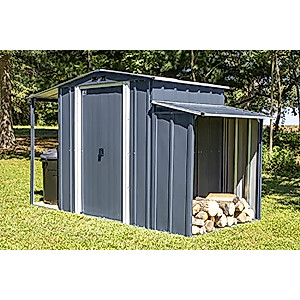 Arrow Sheds 10' x 5' Galvanized Steel 3-in-1 Pad-Lockable Outdoor Utility Storage Shed, Anthracite