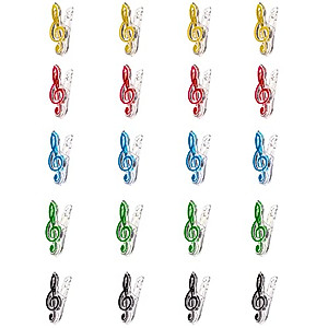 YYANGZ 20PCS Colorful Music Notes Paper Clips Plastic Music Book Clip Music Sheet Clips Music Paper Clip Holder Music Book Page Holder Bookmark Stationery for Music Paper Book