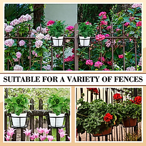 Dandat 6 Pcs 8.7'' Iron Metal Railing Flower Pot Hanging Railing Planter Baskets Stair Railing Plant Holder for Patio Balcony Outdoor Plants(Black)