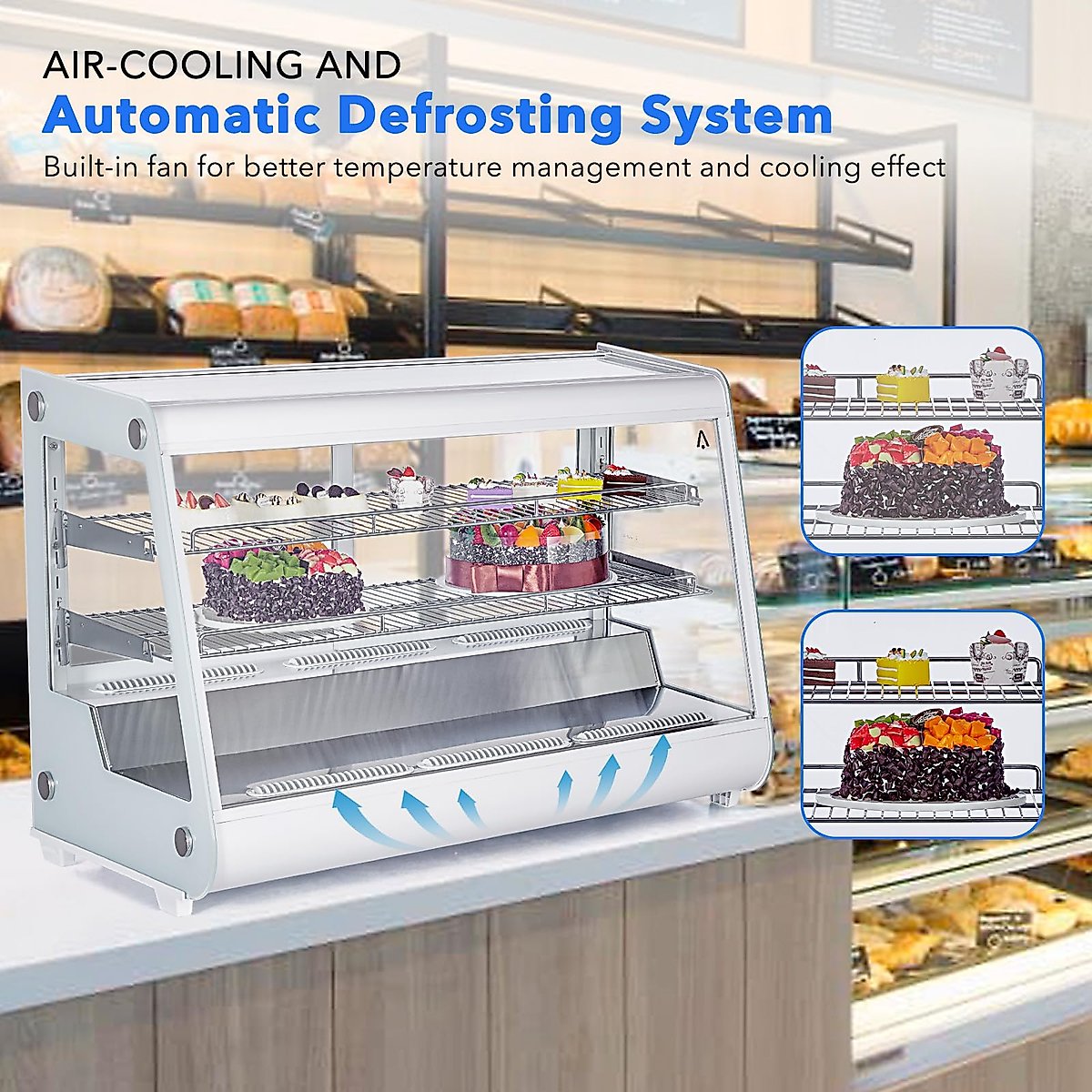 Garvee Refrigerated Display Case 6.5 Cu.Ft. Countertop Pastry Display Case Commercial Display Refrigerator w/LED display Air-cooling Automatic Defrost Rear Sliding Door