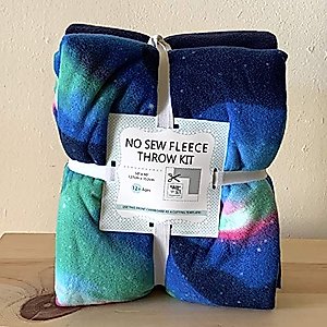 Outer Space *Aurora Borealis* Anti-Pill Premium No-Sew Throw Fleece Fabric Kit (72x60)