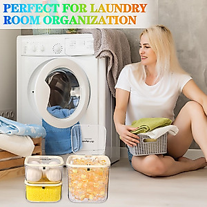 Hiitytin 3 Pack Laundry Pod Container for Laundry Room - Laundry Pod Holder with Lid and Scoop - Laundry Powder Container Detergent Storage Organizer Dishwasher Pods Container, 101 oz & 64 oz & 64 oz