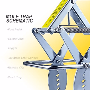 Mole Trap Scissor 2 Pack, Upgraded Mole Traps for Lawns That Kill Best, Galvanized Steel Mole Killer, Easy Step Setup