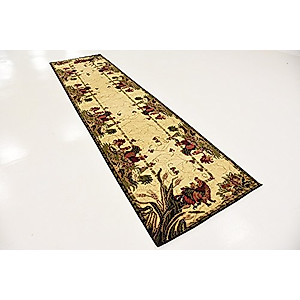 Unique Loom Barnyard Collection Area Rug - Farm (2' 7" x 10' Runner, Cream/ Black)