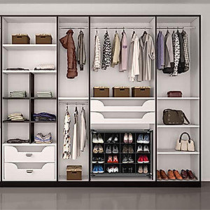 Lavish Home Shoe Organizer - 16 Shoe Cubby Storage Rack for Tennis Shoes, Sneakers, and Heels - Space Saving for Bedroom, Entryway, Closet (Black)